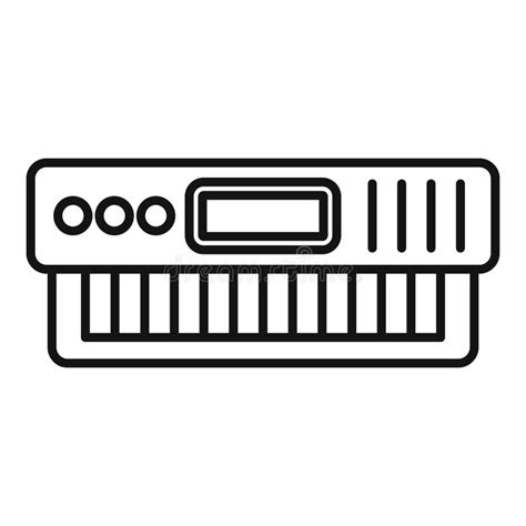Electronic Synthesizer Keyboard Outline Icon Stock Vector