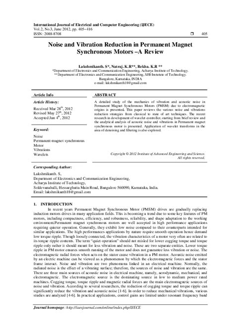 Pdf Noise And Vibration Reduction In Permanent Magnet Synchronous