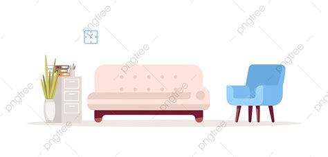 방 세미 평면 Rgb 컬러 벡터 일러스트 레이 션 내부 핑크 소파 하얀 식물 2d Png 일러스트 및 벡터 에 대한 무료 다운로드 Pngtree