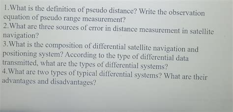 Solved 1what Is The Definition Of Pseudo Distance Write