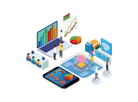 Modern Isometric Data Analysis Illustration Web Banners Suitable For Diagrams Infographics