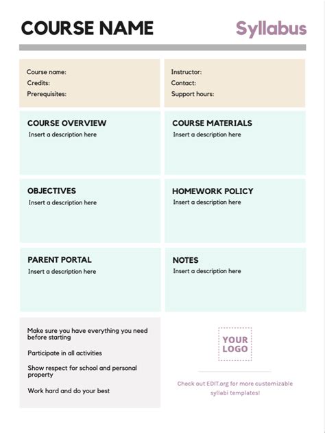 Create Editable Templates For Course Syllabus Artofit
