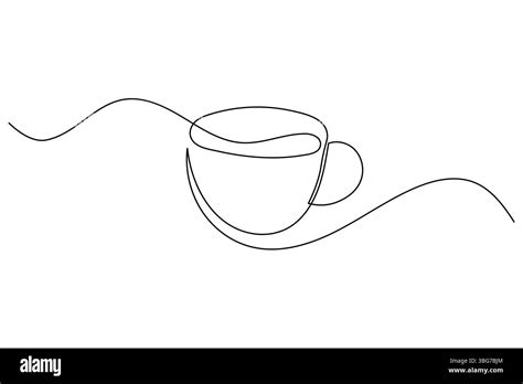 One Line Drawing Of Coffee Cup In Modern Minimalist Style With Clean