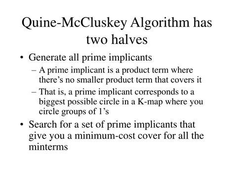 Ppt Quine Mccluskey Minimization Algorithm Powerpoint Presentation