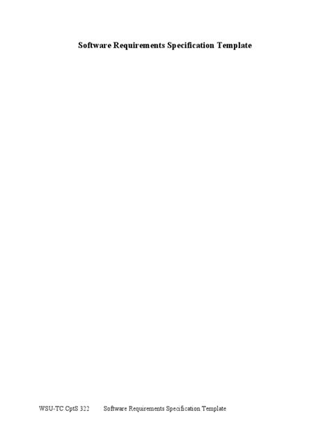 Software Requirements Specification Template Pdf Specification Technical Standard Use Case