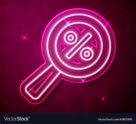 Glowing Neon Line Magnifying Glass With Percent Vector Image