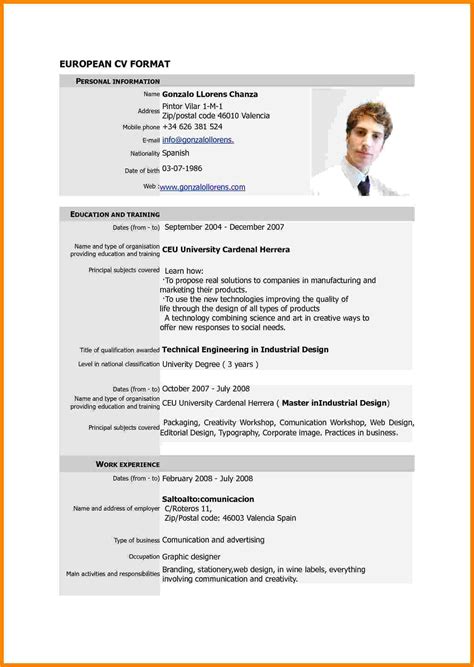 Curriculum Vitae Format European Word 5 Curriculum Vitae European Format Word Theorynpractice