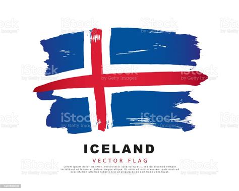 아이슬란드 국기 파란색 흰색 및 빨간색 브러시 스트로크 손으로 그립니다 흰색 배경에 고립된 벡터 일러스트레이션입니다 0명에 대한 스톡 벡터 아트 및 기타 이미지 Istock