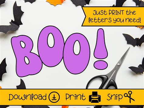 Spooky Halloween Bubble Letter Set Large Printable Bulletin Board