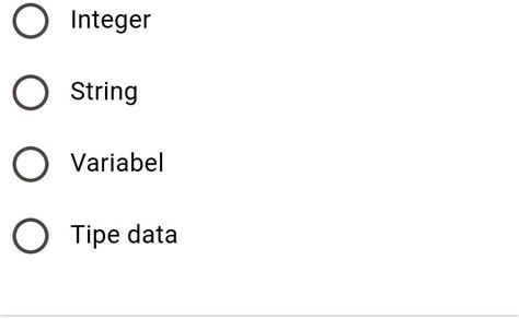 Solved Jenis Atau Karakteristik Sebuah Nilai Yang Ditampung Pada Sebuah Variabel Disebut O