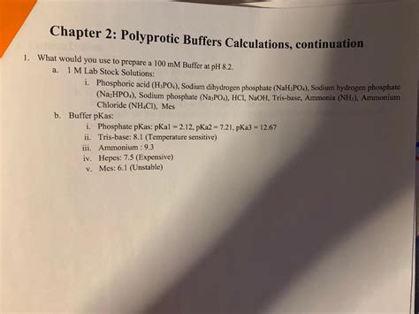 Solved What Would You Use To Prepare A 100mM Buffer At Chegg Com