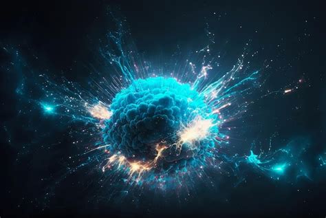 Premium Ai Image Abstract Energy Burst With Electric Protuberances Futuristic Explosion Of