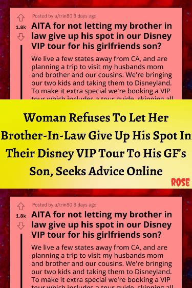 Woman Refuses To Let Her Brother In Law Give Up His Spot In Their Disney Vip Tour To His Gf S