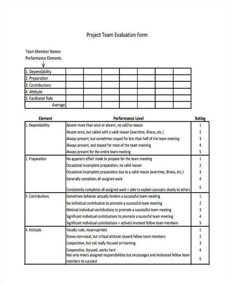 Free 10 Sample Project Evaluation Forms In Pdf Ms Word Excel