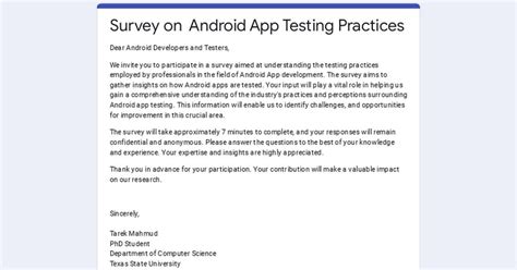 Survey On Android App Testing Practices Randroiddev