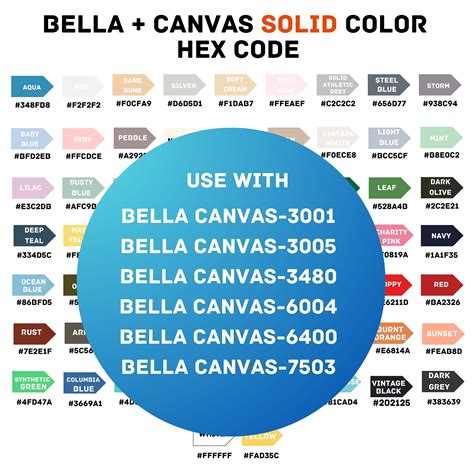 Hex Code Bella Canvas Bella Canvas 3001 Color Chart Color Chart Canva Template Gildan
