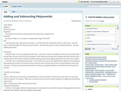 Adding And Subtracting Polynomials Lesson Plan For 6th 9th Grade Lesson Planet