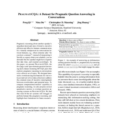 Pragmaticqa A Dataset For Pragmatic Question Answering In