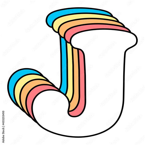 Letter J Monogram Letters Retro Font Rainbow Cute Pretty Aesthetic Colorful Initial Alphabet