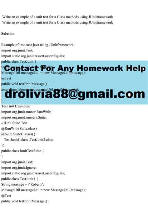 Write An Example Of A Unit Test For A Class Methods Using Junitfrpdf