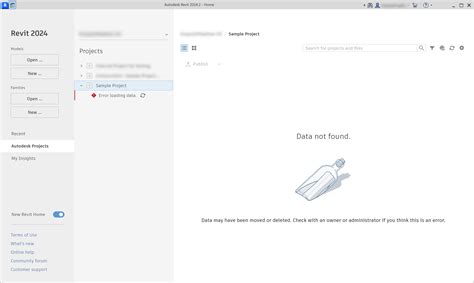 error loading data occurs for specific project in new revit home