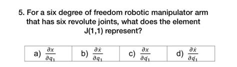 5 For A Six Degree Of Freedom Robotic Manipulator