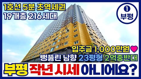인천신축아파트 부평신축아파트 23평형 2억중반대면 작년 시세 아니에요🤔1호선 부평역 5분 역세권 뻥뚫린 남향 실입주금 1000만원~ 매물번호 332 인천미분양