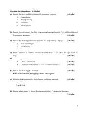 CSC 309 RONGAI Doc Question One Compulsory 30 Marks A Explain The Following Object Oriented