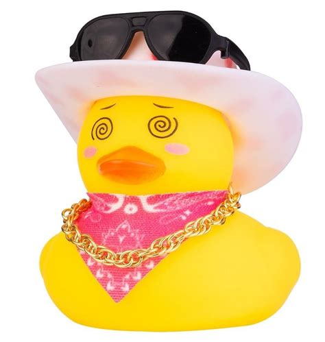 Mumyer 자동차 고무 오리 장식품 쿨 덕 자동차 대시보드 장식 미니 카우보이 모자 스카프 목걸이 선글라스 티몬