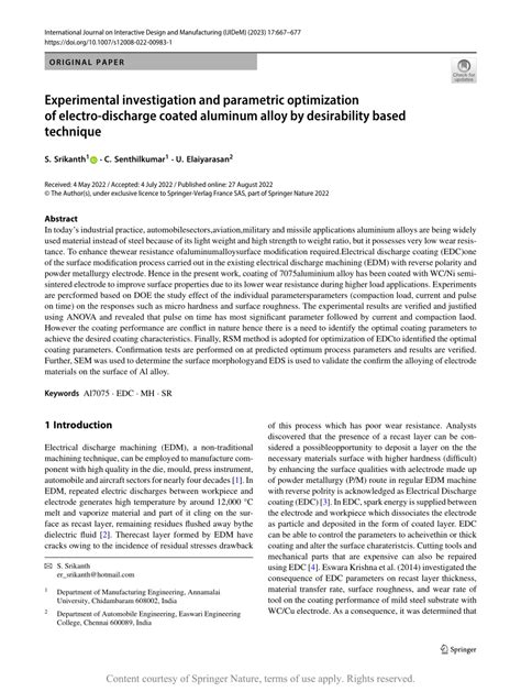 Experimental Investigation And Parametric Optimization Of Electro
