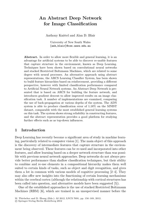 Pdf An Abstract Deep Network For Image Classification