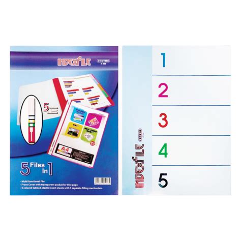 Centre 5 Colour Index File With Dividers A4 Sunled Co Pte Ltd