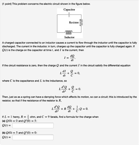 Solved Point This Problem Concerns The Lectric Circuit Shown The Figure Below Capacitor