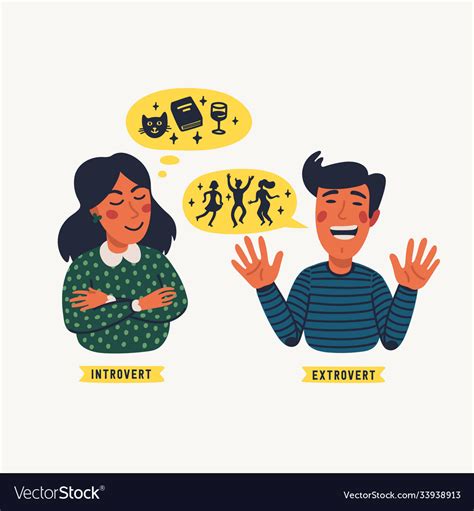 Extrovert And Introvert Extraversion Royalty Free Vector