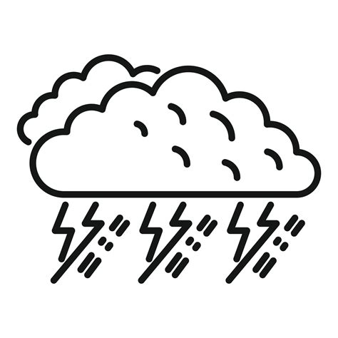 Thunder Storm Icon Outline Vector Cloudy Weather 15151792 Vector Art