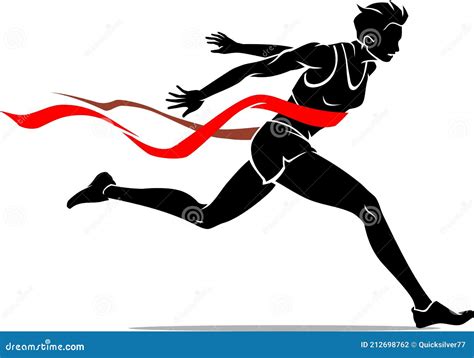 Female Runner Silhouette Finish Line Stock Vector Illustration Of