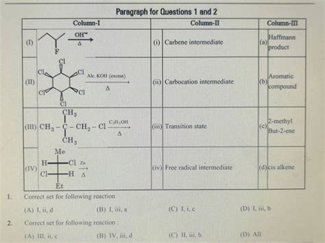 Correct Set For Following Reaction Filo