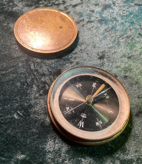 Zero Stock Vintage Brass Compass Made In France Explorer Antiques
