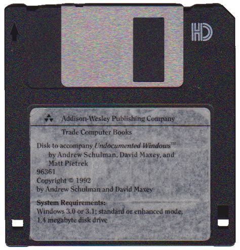 Undocumented Windows Companion Floppy Disk Andrew Schulman David Maxey Matt Pietrek Free