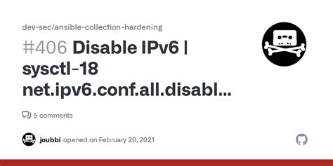 disable ipv6 sysctl nf all disable ipv6 1 · issue 406