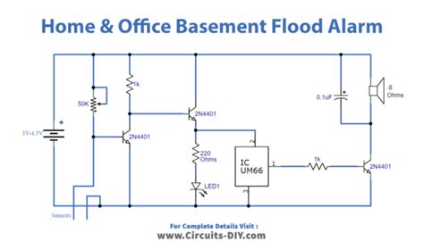 Home And Office Basement Flood Alarm Using 2n4401 Transistors
