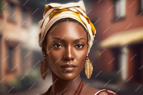 Premium Ai Image Portrait Of A Beautiful African Woman Neural Network Ai Generated