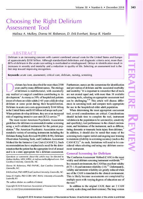 Pdf Choosing The Right Delirium Assessment Tool