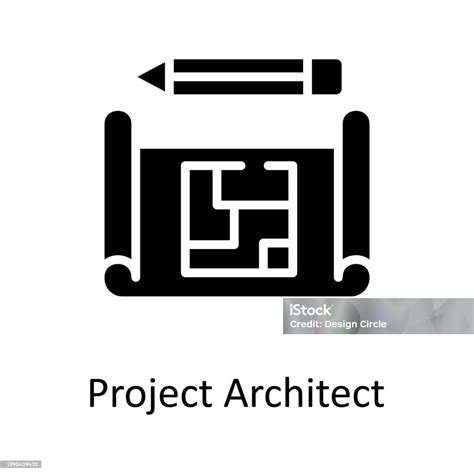 프로젝트 아키텍트 벡터 솔리드 아이콘 디자인 일러스트레이션 흰색 배경 Eps 10 파일에 교육 기술 기호 건설 현장에 대한 스톡 벡터 아트 및 기타 이미지 Istock