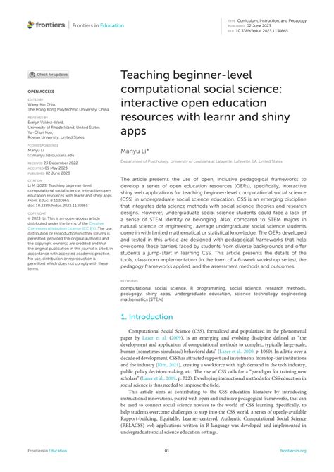 Pdf Teaching Beginner Level Computational Social Science Interactive