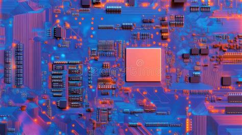 Vibrant Abstract Digital Circuit Board With Glowing Microchips And Connections In Futuristic