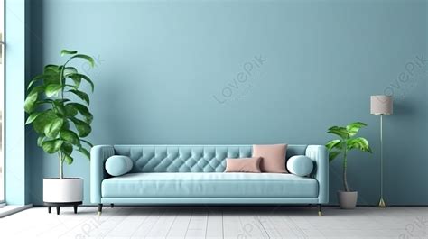 현실적인 홈 인테리어 모형 파란색 소파 식물 및 장식을 갖춘 거실의 3d 렌더링 3d 식물 배경 살아있는 식물 배경 거실 배경 이미지 Hd 3d 식물 살아있는