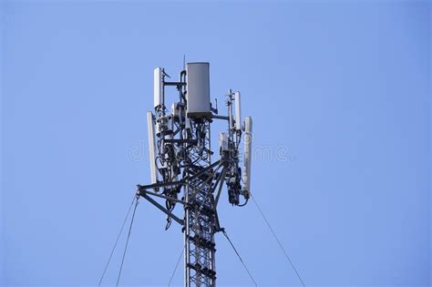 Telecommunication Tower Of 4g And 5g Cellular Base Station Or Base Transceiver Station Stock