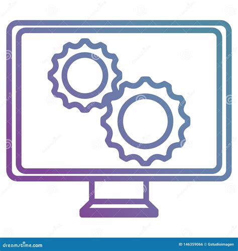 Monitor Computer With Gears Stock Illustration Illustration Of View Modern 146359066