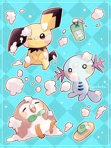 Rowlet Pichu And Wooper Pokemon Drawn By Hanabusaoekaki Danbooru
